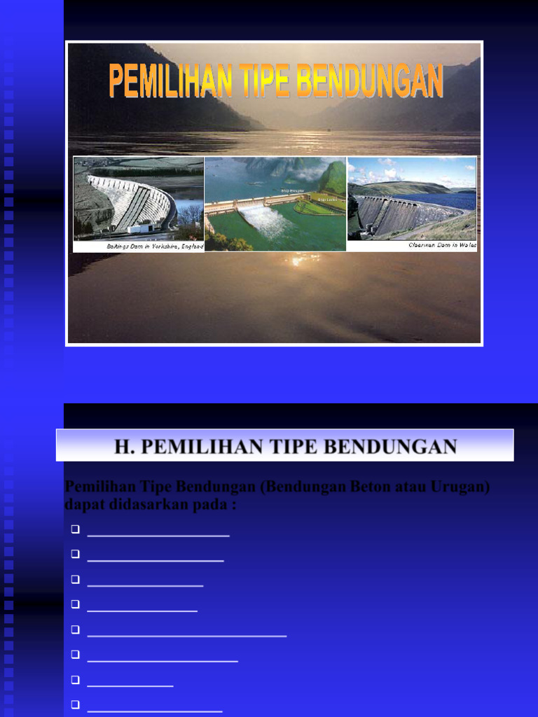 Pemilihan Tipe Bendungan yang Efektif | PDF