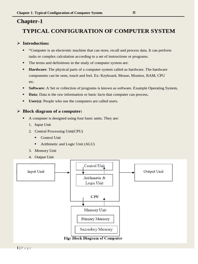 Chapter-1-Typical Configuration of Computer System | PDF | Random Access Memory | Computer Data ...
