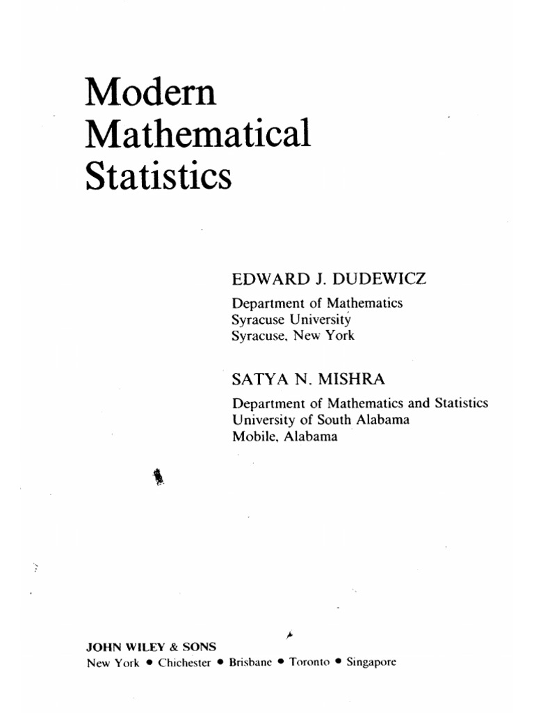 Modern Mathematical Statistics by Misra | PDF