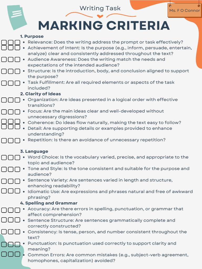 Writing Task Rubric | PDF