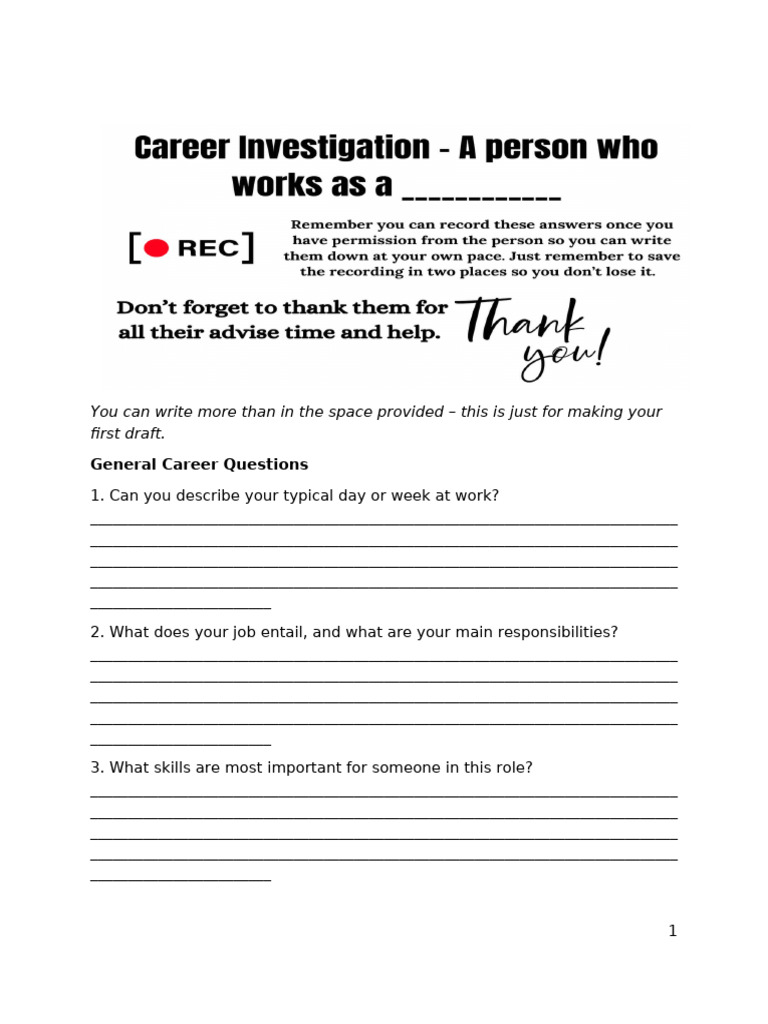 Career Investigation Interview Questions | PDF