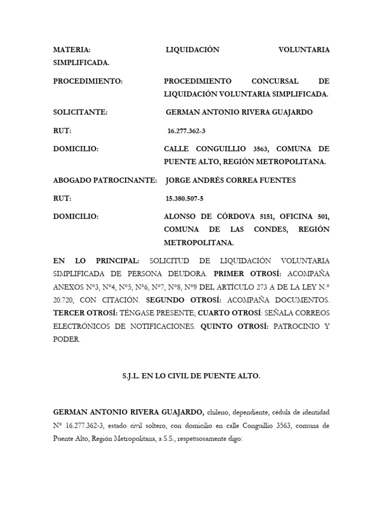 L.V.S. Persona Deudora German Antonio Rivera Guajardo | PDF ...