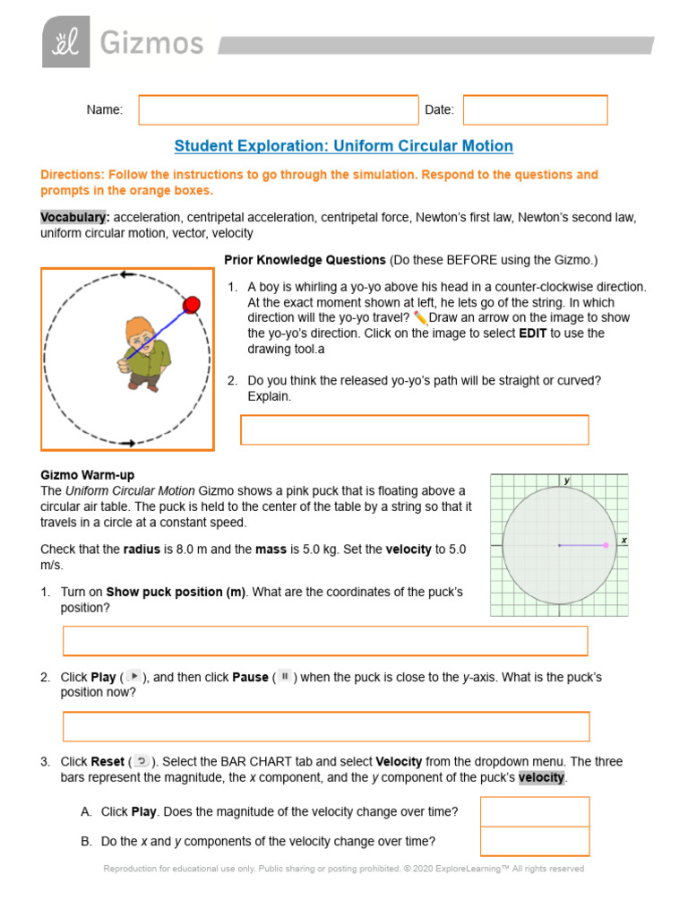 Uniform Circular Motion Lab Sheet | PDF | Acceleration | Force