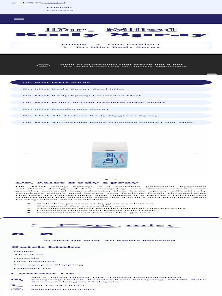 Dr. Mist Body Spray - DR Mist | PDF