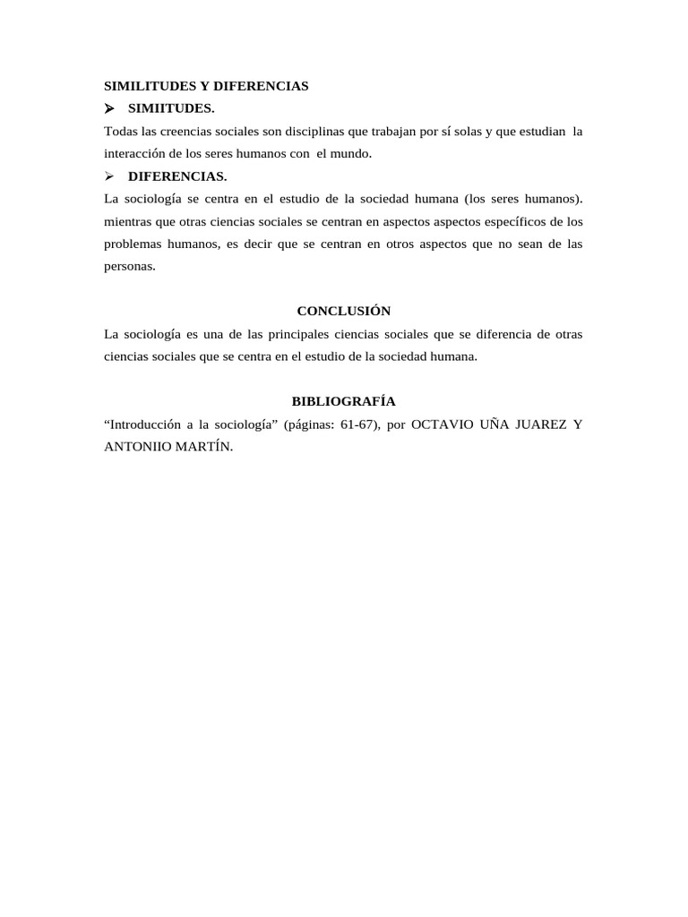 Similitudes y Diferencias | PDF | Ciencias sociales | Filosofía