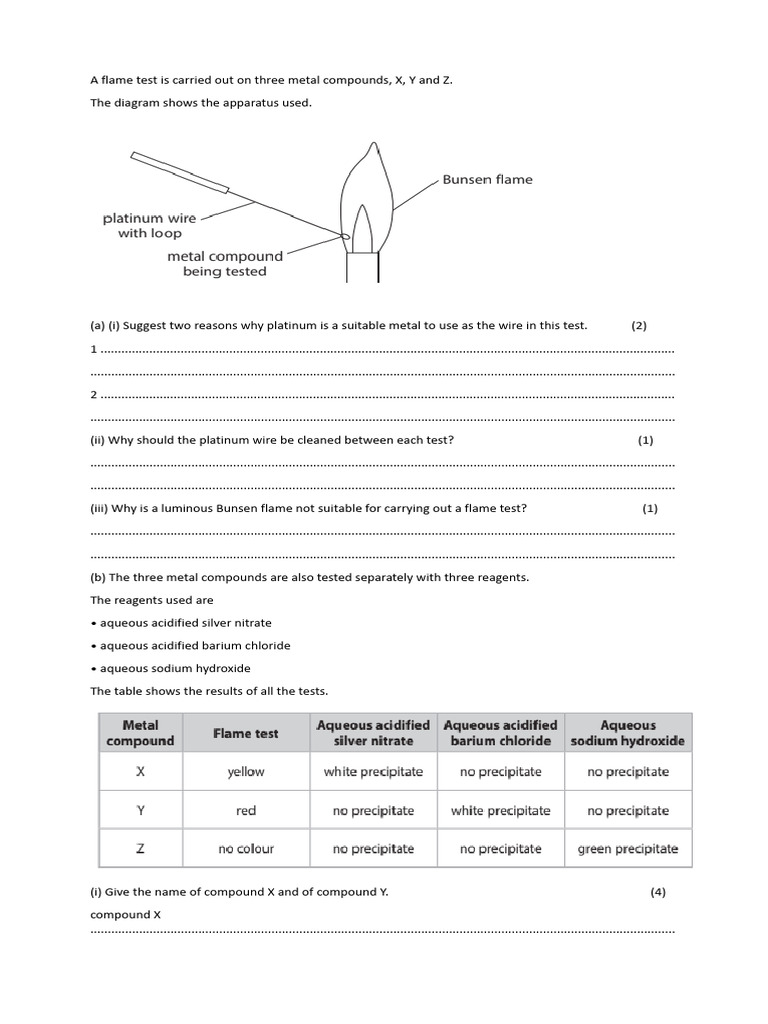 Flame Test and Metal Compound Analysis | PDF | Ammonium | Precipitation ...