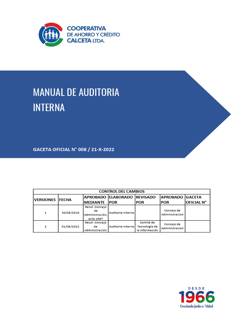 Ejemplo de Plan de Auditoría Interna | PDF | Auditoría | Cooperativa