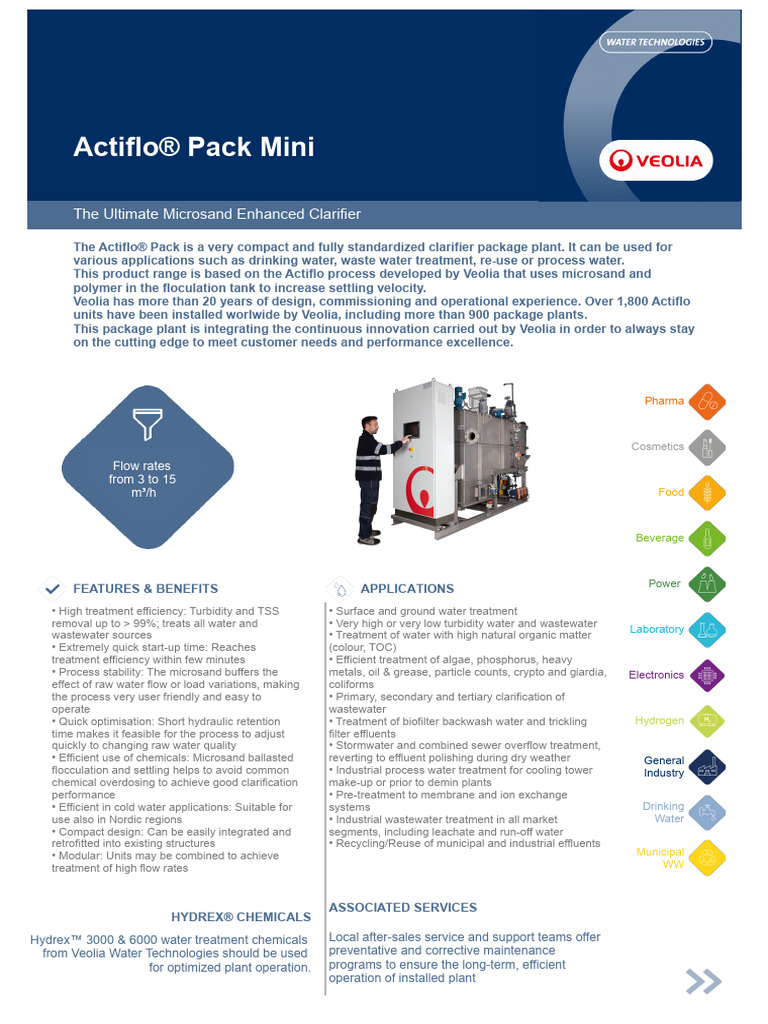 DS - Actiflo® Pack Mini Datasheet - EN | PDF | Water Treatment | Water