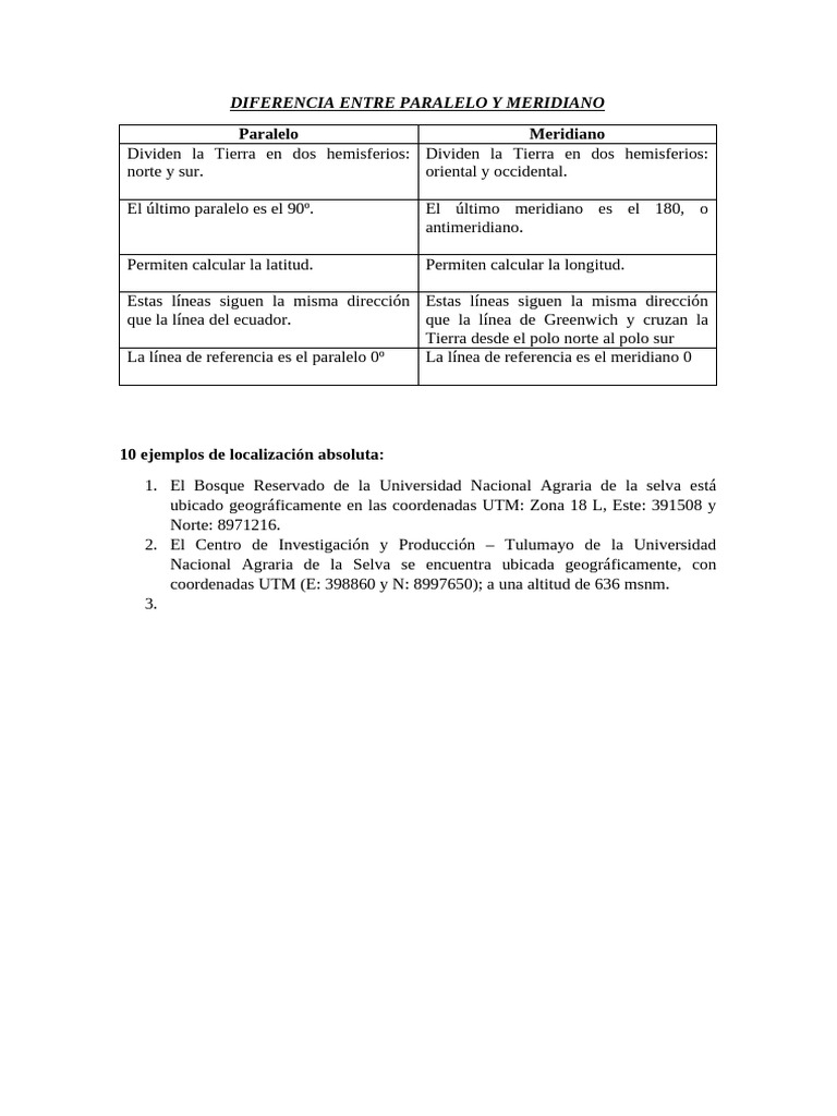 Diferencia Entre Paralelo y Meridiano | PDF
