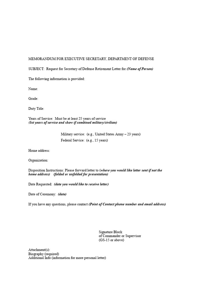 Secdef Retirement Letter | PDF