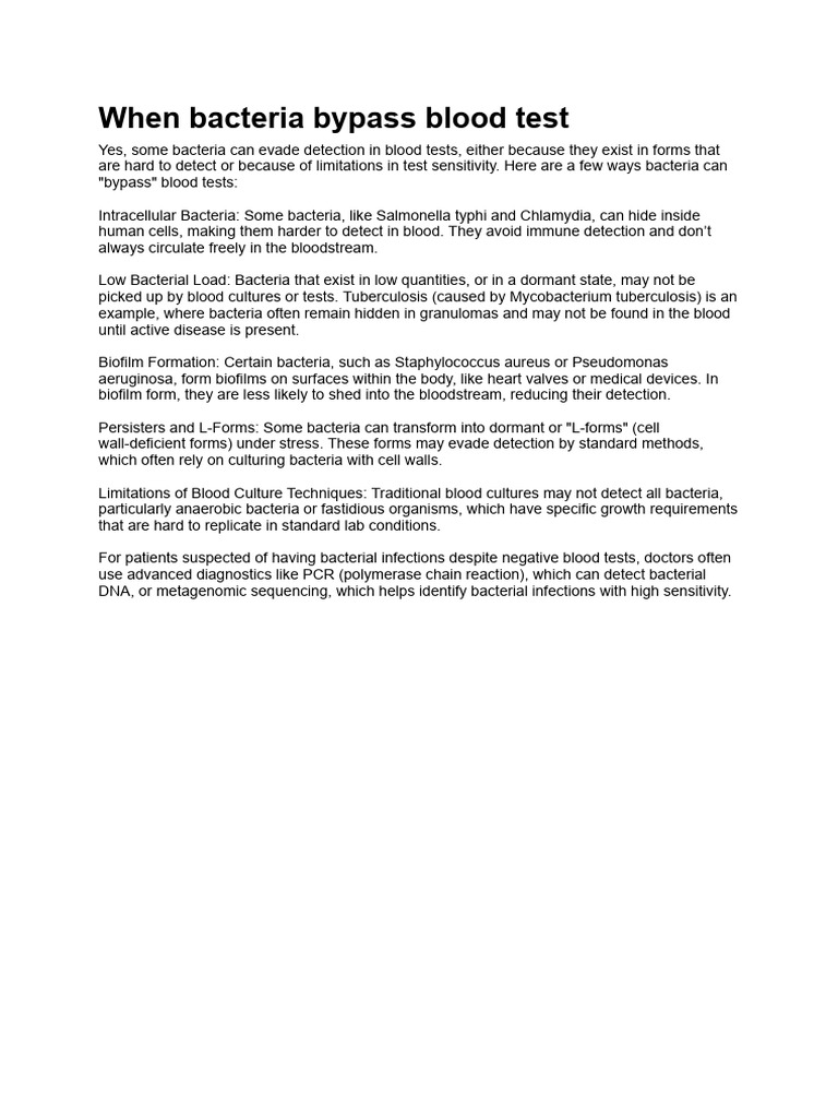 When Bacteria Bypass Blood Test | PDF | Self-Improvement