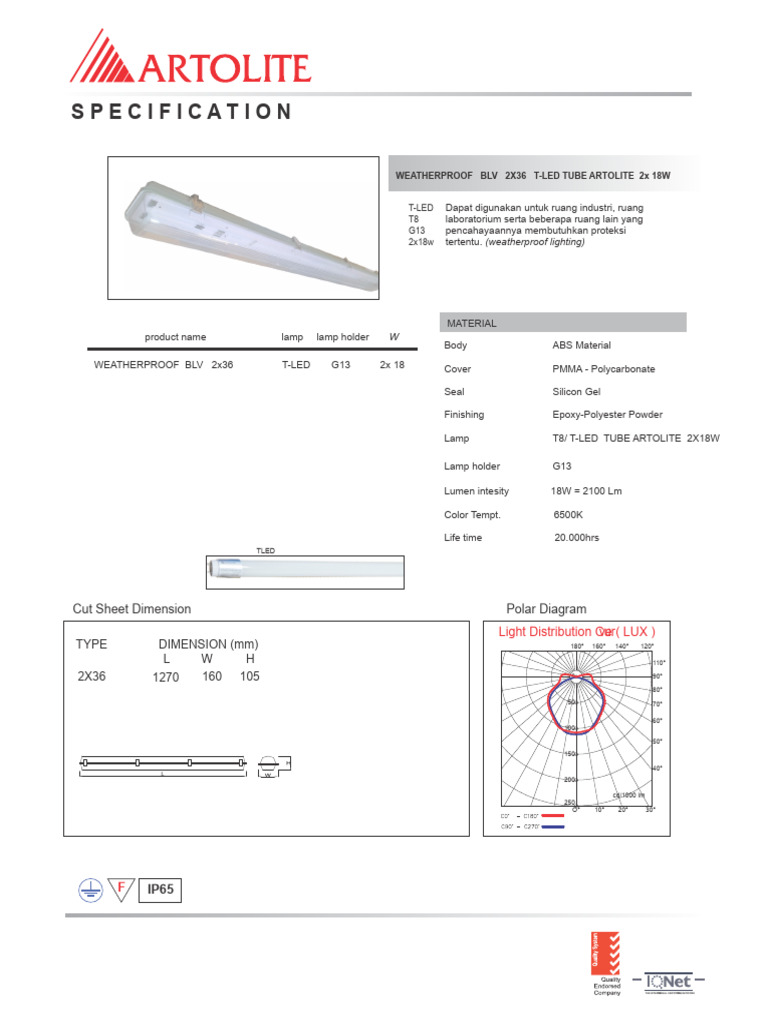 WEATHERPROOF BLV 2X36 T-LED TUBE ARTOLITE 2x 18W | PDF ...