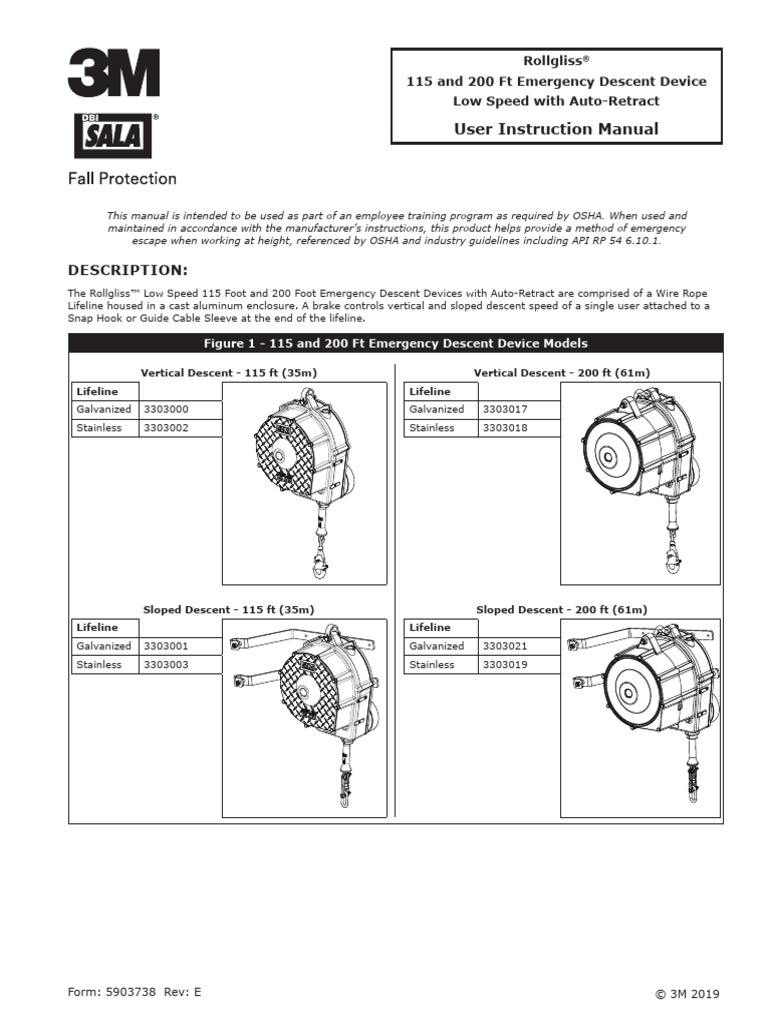 3m Dbi Sala Rollgliss Emergency Descent Device Manual | PDF | Radio ...