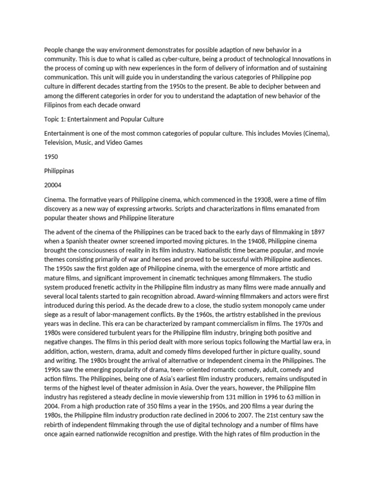 Philippine Entertainment | PDF | Entertainment