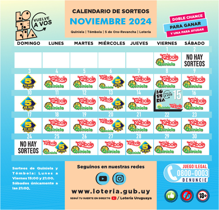 Calendario Sorteos 11 2024 | PDF