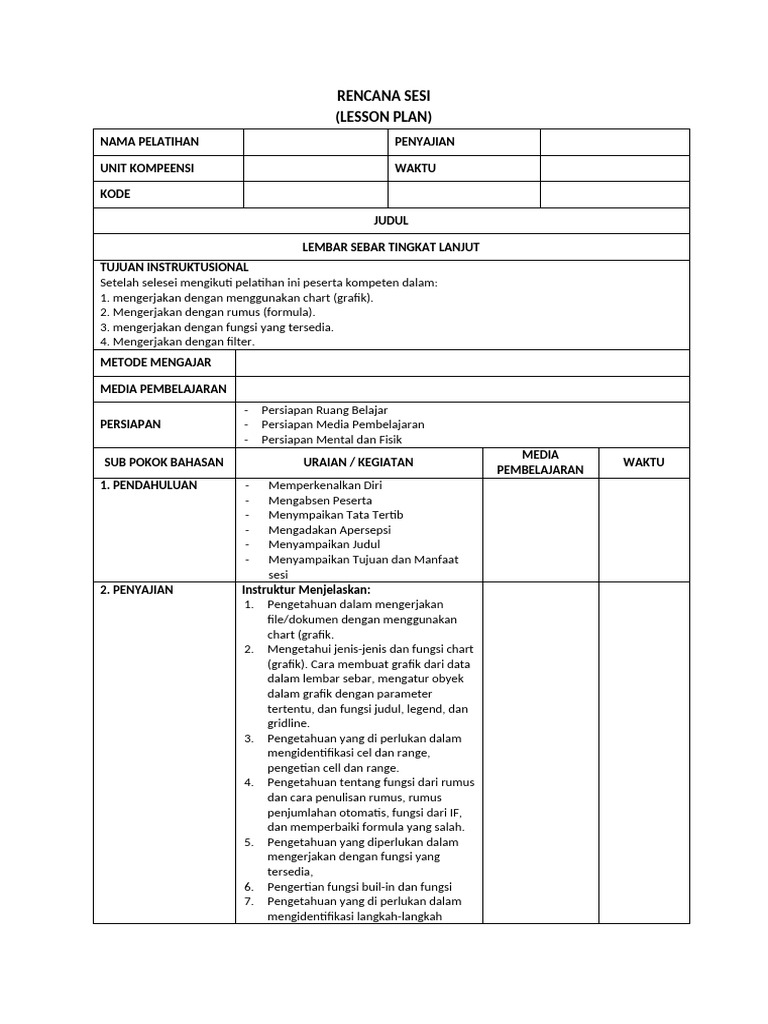 Lesson Plan LEMBAR SEBAR LANJUT | PDF