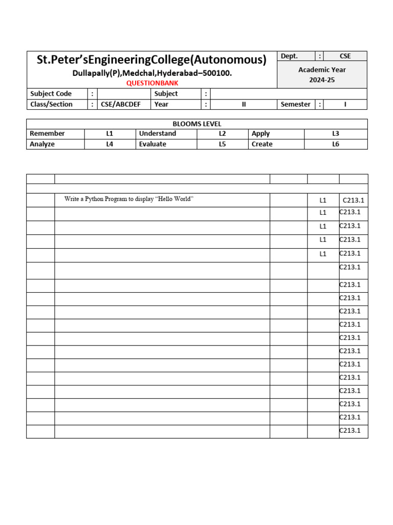 Fpp Question Bank Ii I Cse Sr22 Sivaprasad V 5 Units Pdf Constructor Object Oriented