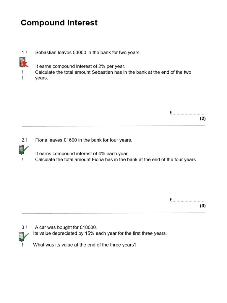 Reinofrcement - Worksheet Compound-Interest | PDF | Interest