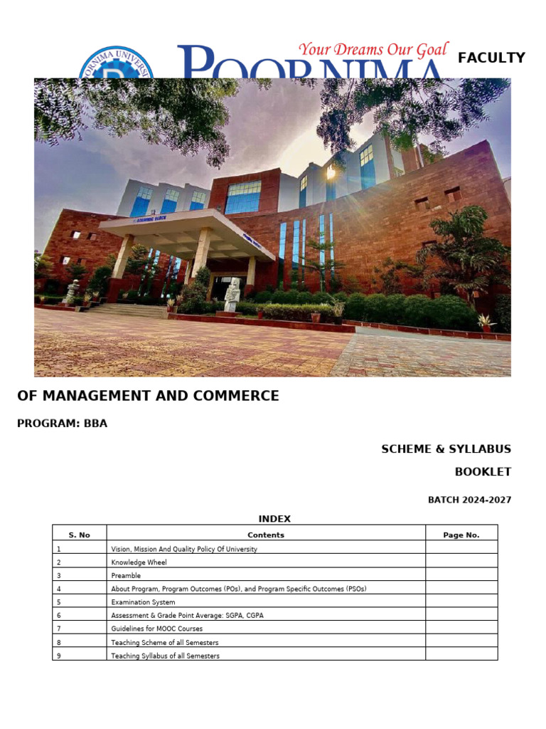 BBA Booklet 2024-27 | PDF | Cognition