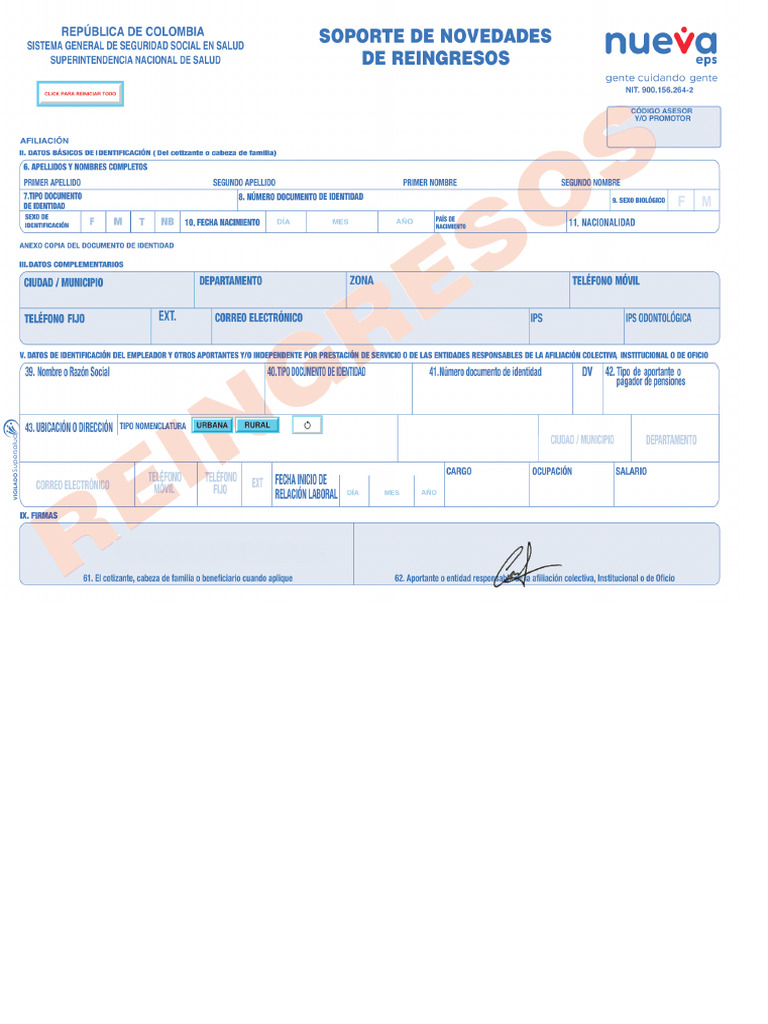 Formulario Nueva Eps | PDF
