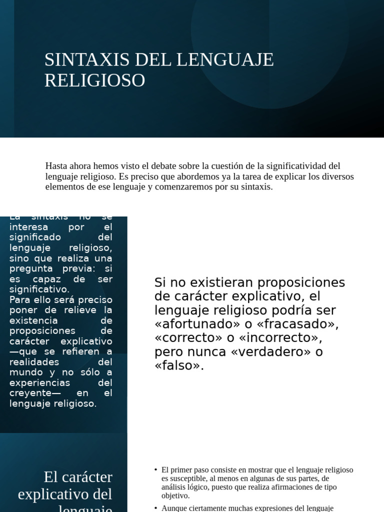 Sintaxis Del Lenguaje Religioso | PDF | Proposición | Verdad