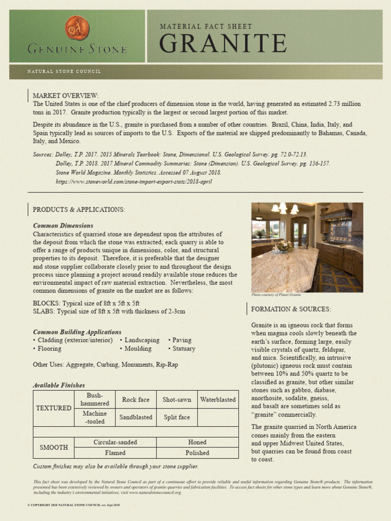 Granite - Stone - Council - Material Fact Sheet Granite NSC 2 | PDF ...