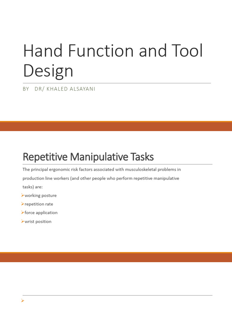 9 - Hand Function and Tool Design | PDF | Anatomical Terms Of Motion | Hand