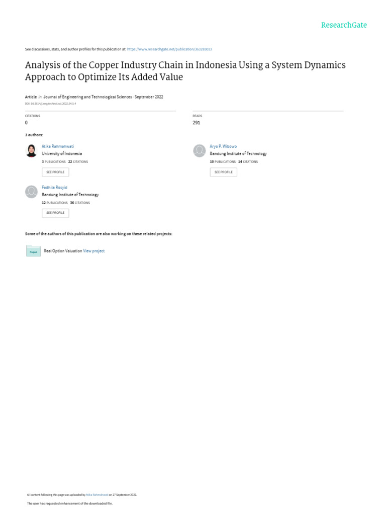 Analysis of The Copper Industry Chain in Indonesia Using A System ...