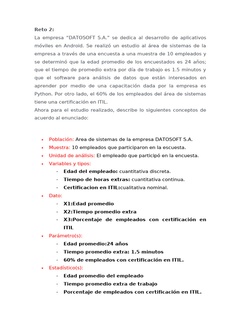 Semana 01 - Tema 02 - Tarea - Ejercicio Reto 2 | PDF