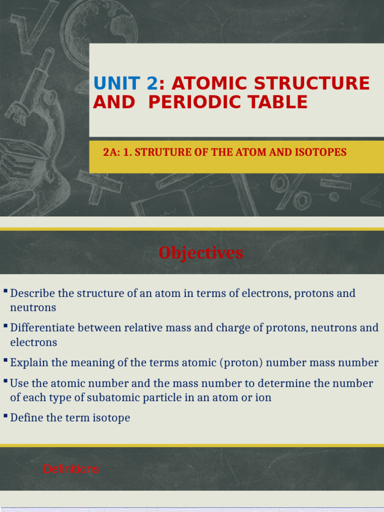 Unit 2 Atomic Structure and Periodic Table | PDF | Atoms | Atomic Orbital