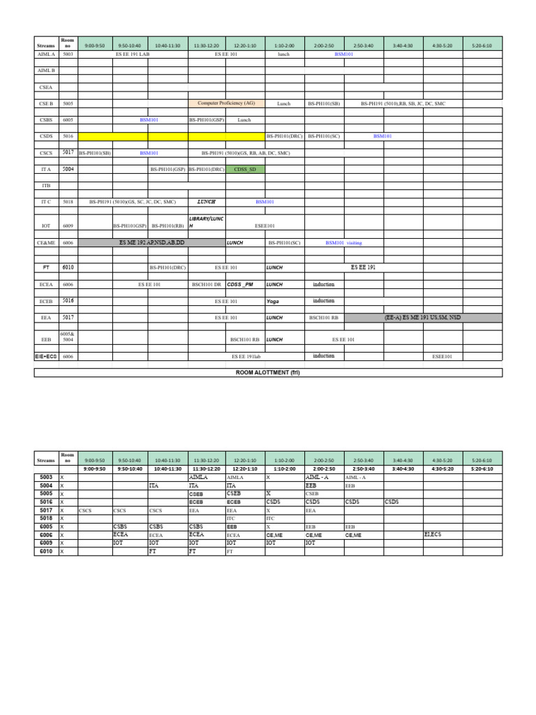 Routine - 2024 BTech 1st Semester - Friday | PDF