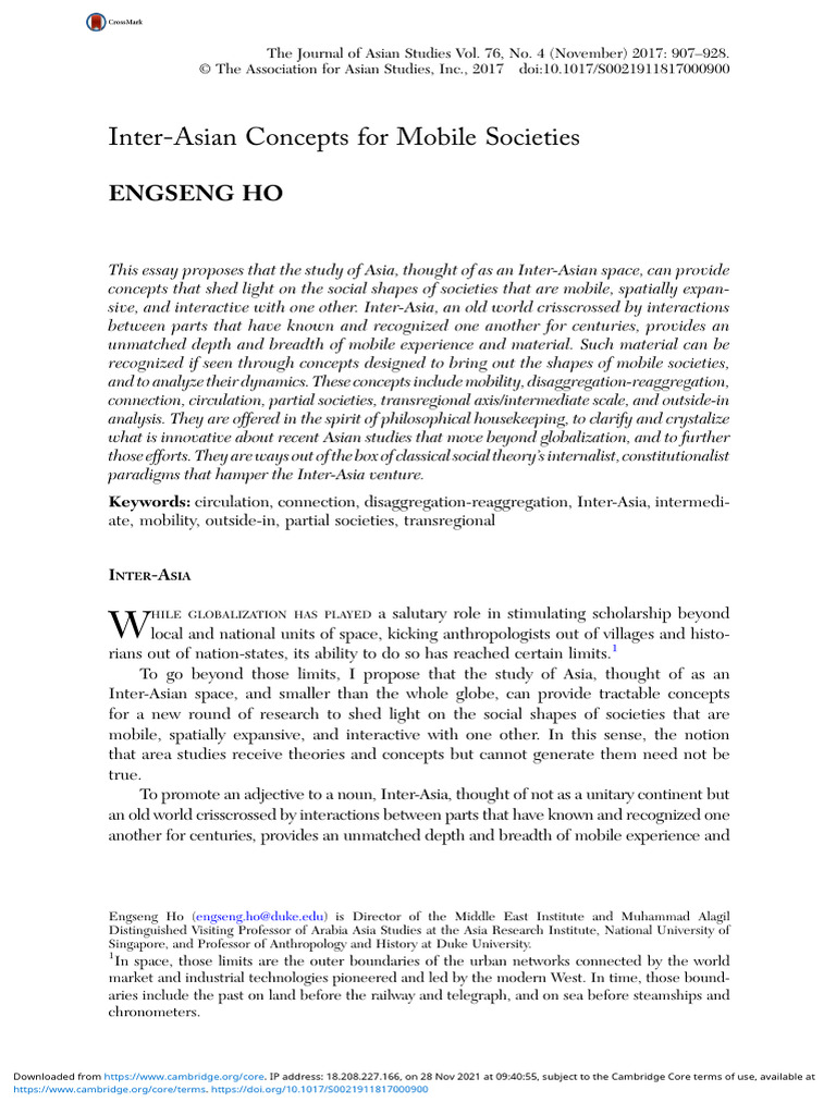Inter Asian Concepts For Mobile Societie | PDF | Mercantilism | Diaspora