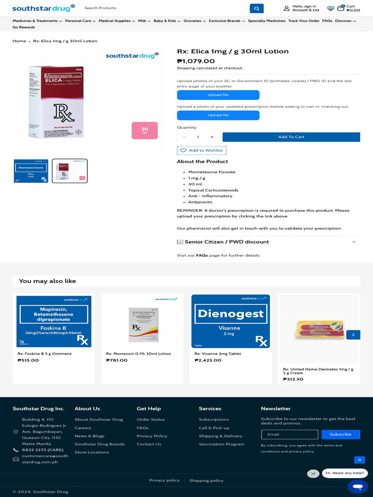 Elica 1mg/g Lotion - Prescription Required | PDF | Medical Prescription ...
