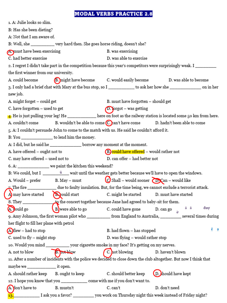 Grammar U3_Modals MCQ | PDF