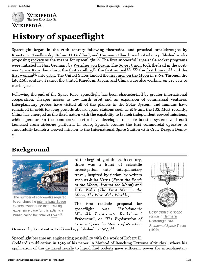 History of Spaceflight - Wikipedia | PDF | Human Spaceflight | Space X