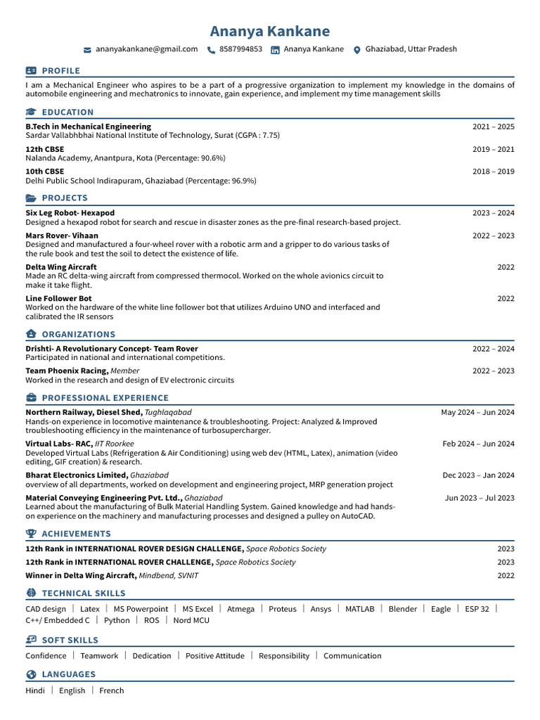 Ananya Resume | PDF | Engineering