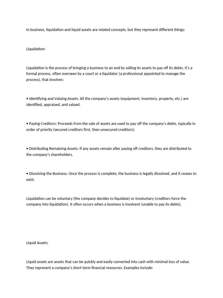 Liquidation Concept | PDF | Liquidation | Debt