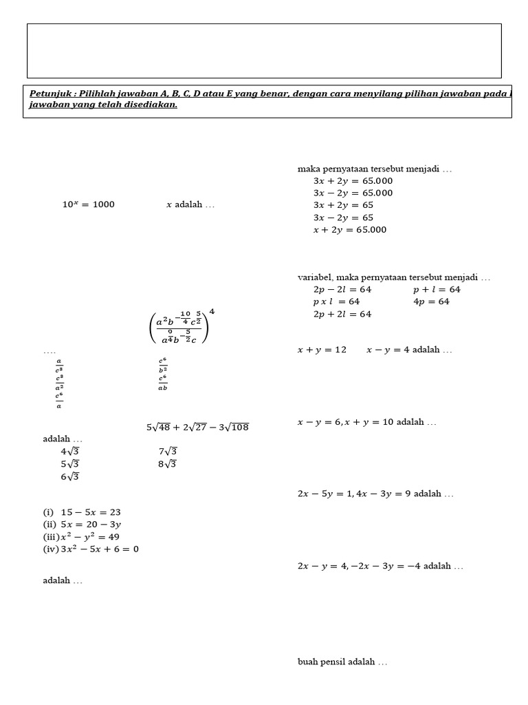 Soal Pas MTK KLS Xi PDF | PDF