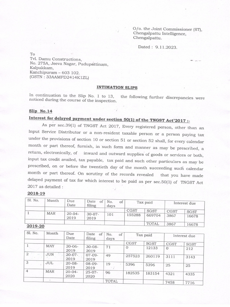 Intimation Slips DC 2 | PDF