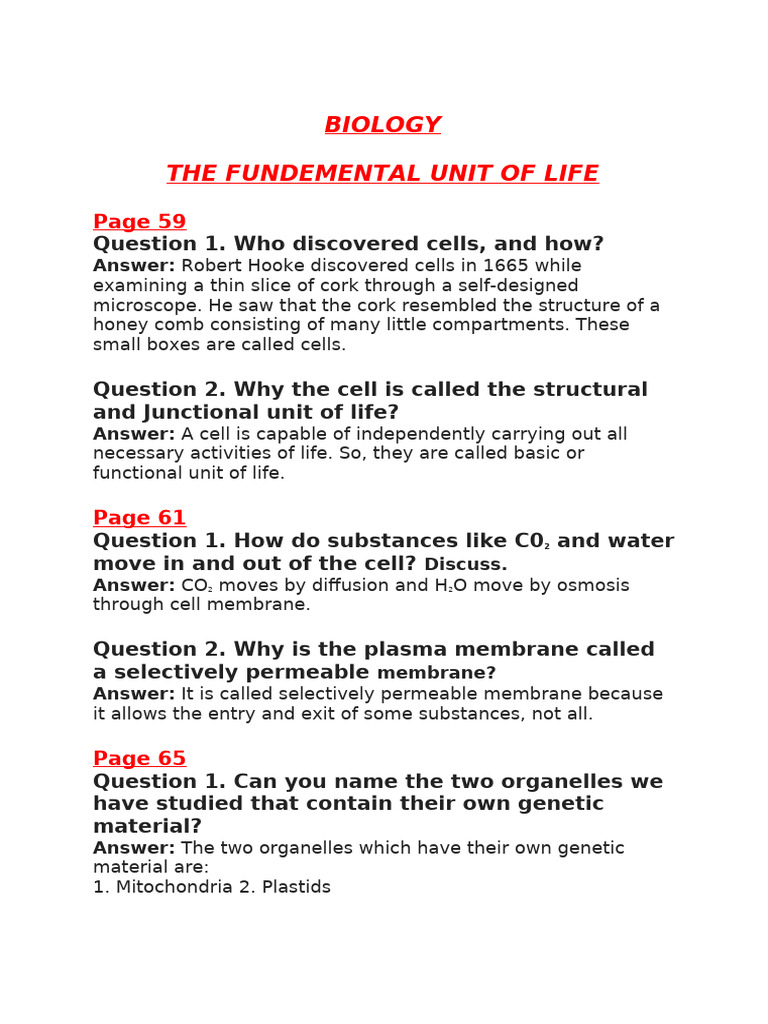 The Fundemental Unit of Life | PDF | Cell (Biology) | Cell Membrane