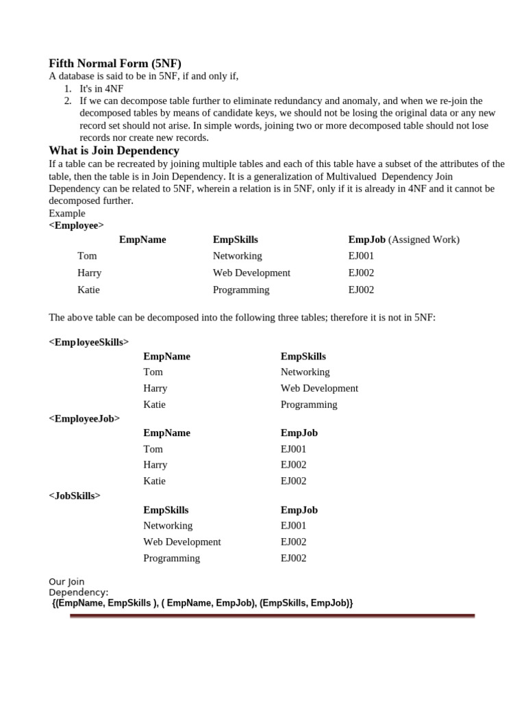 13.join Dependencies and Fifth Normal Form | PDF | Data Management | Databases