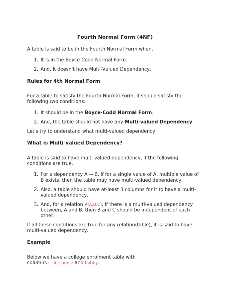 12.multi-Valued Dependencies and Fourth Normal Form | PDF | Data Model | Data