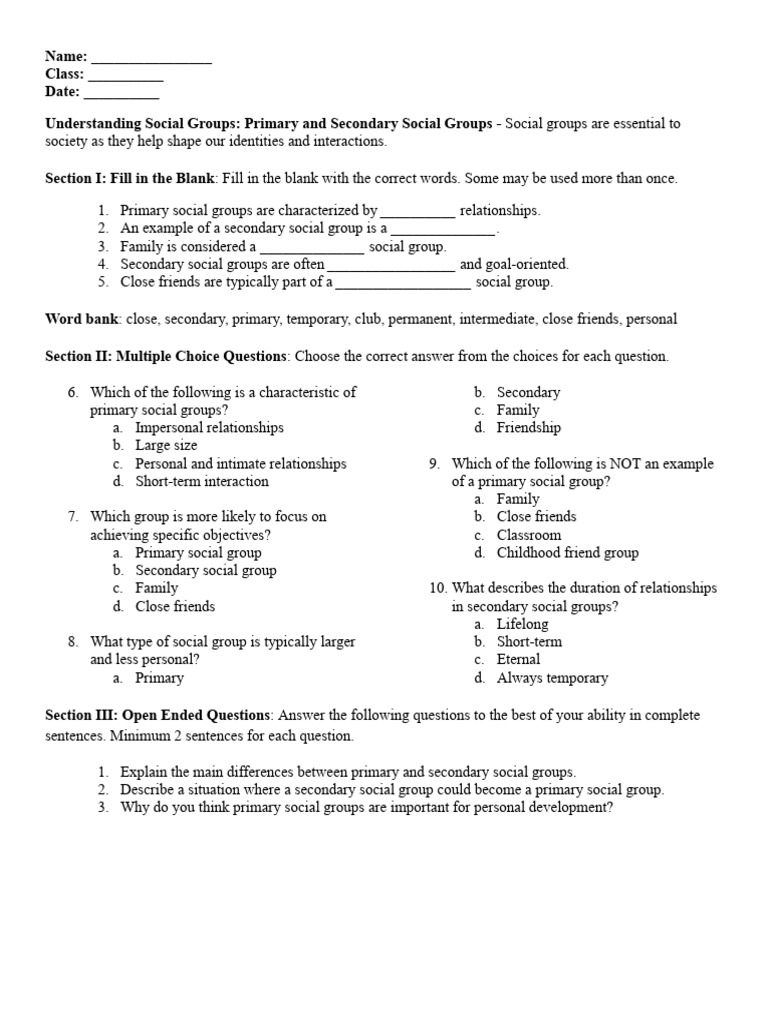 Social Groups | PDF | Friendship | Psychological Concepts