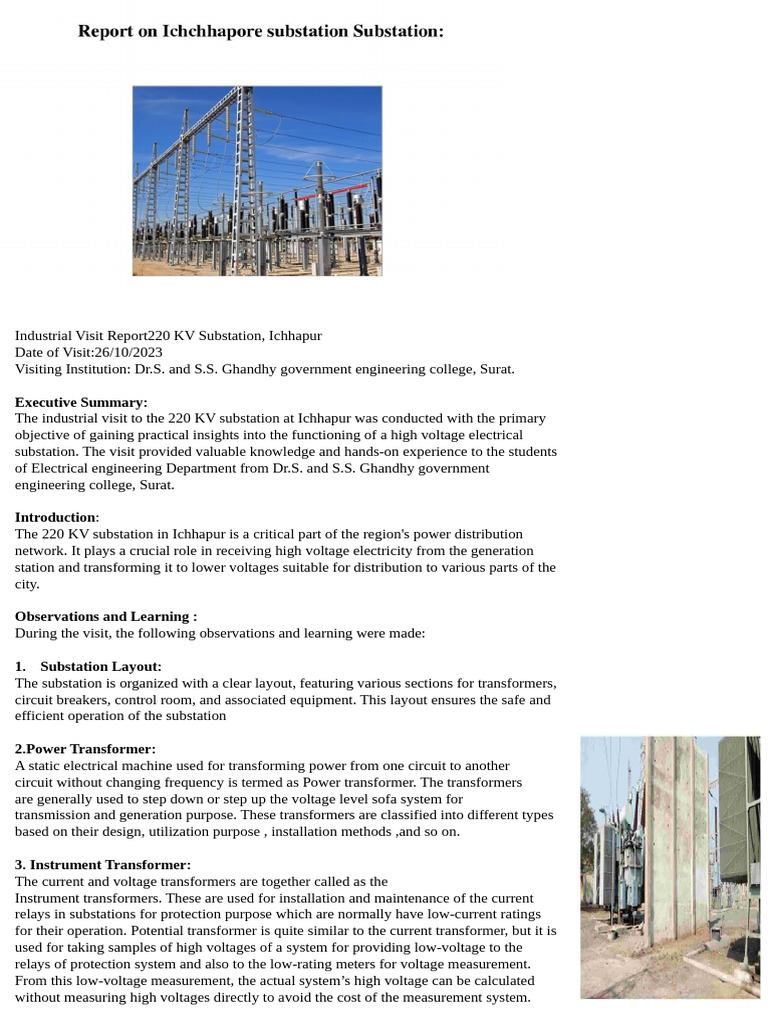 report[1] | PDF | Relay | Electrical Substation