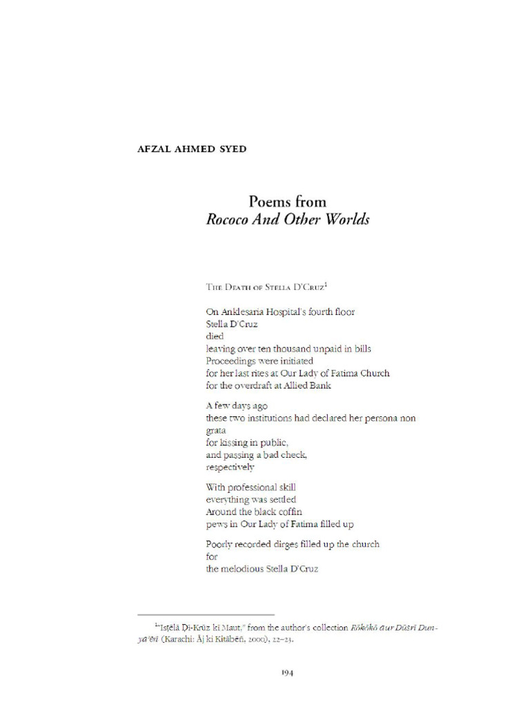 Afzal Ahmed Syed Urdu Pakistani Poems | PDF