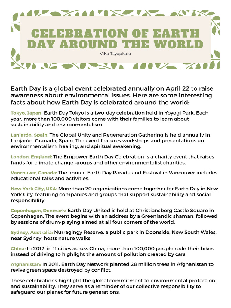 Celebration of Earth Day Around The World | PDF