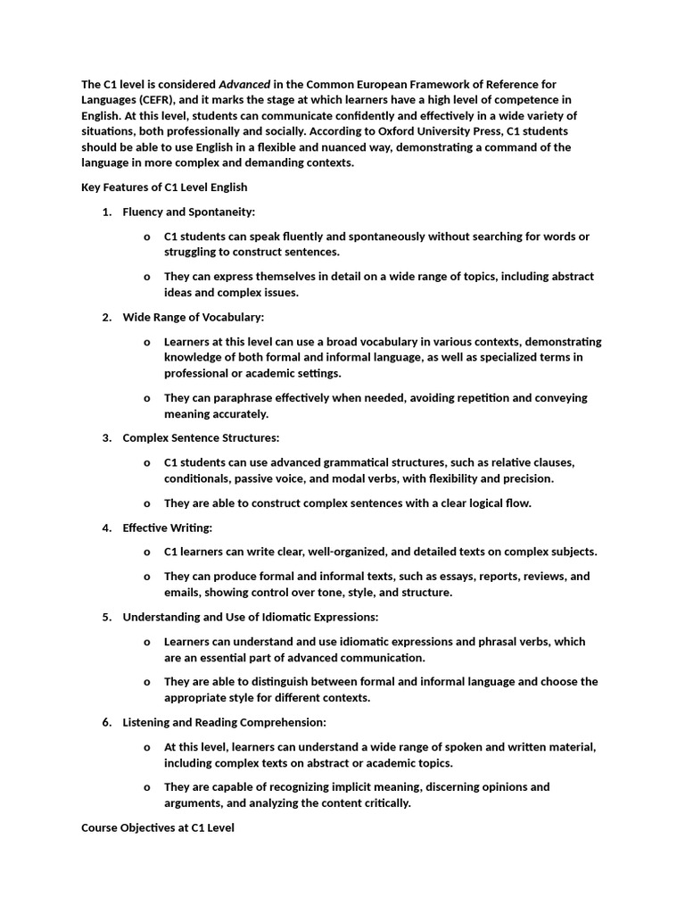 c1 | PDF | English Language | Reading Comprehension