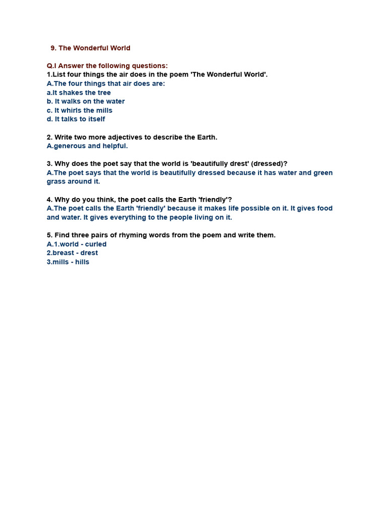 The Wonderful World | PDF | Poetry