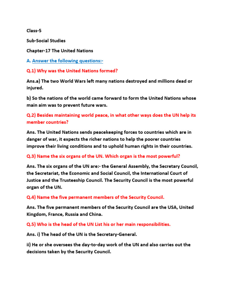 Understanding the United Nations for Class 5 | PDF | Travel