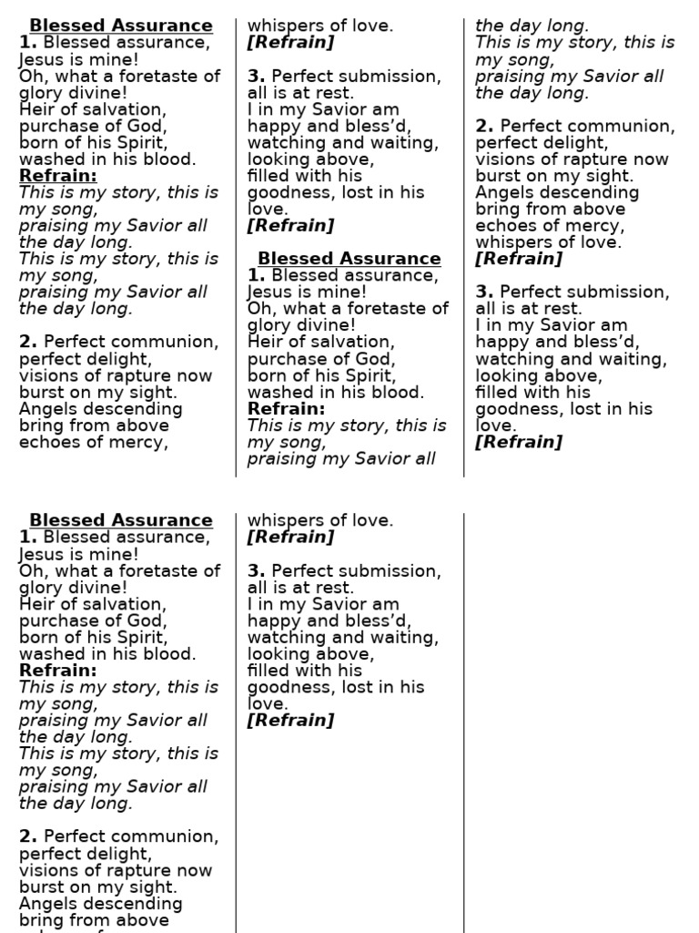 Ready_To_Print_Hymn - Blessed Assurance | PDF | Jesus | Glory (Religion)